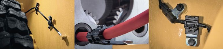 P-clamps for mounting wires, cables, hoses, pipes